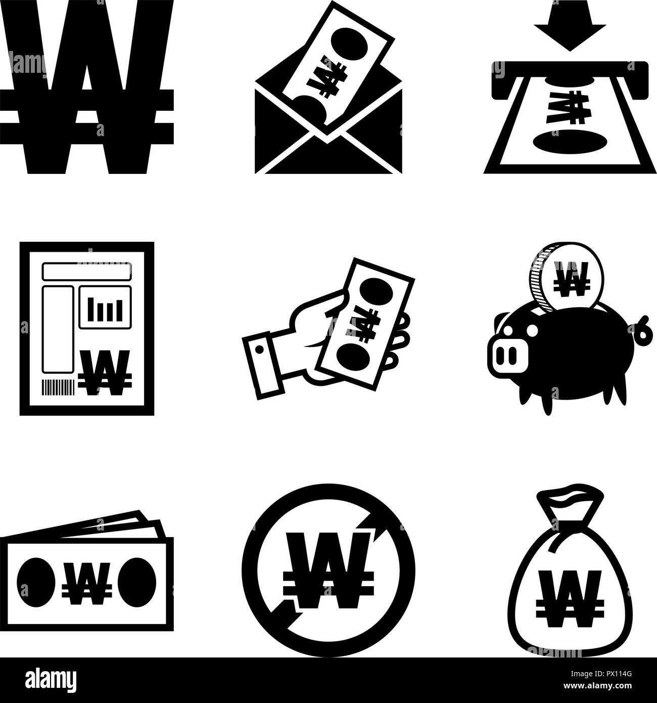 Won transactions icons Stock Vector Image & Art - Alamy