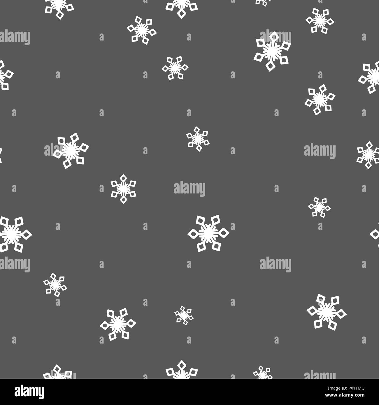 White snowflakes seamless pattern. Gray background. illustration Stock ...