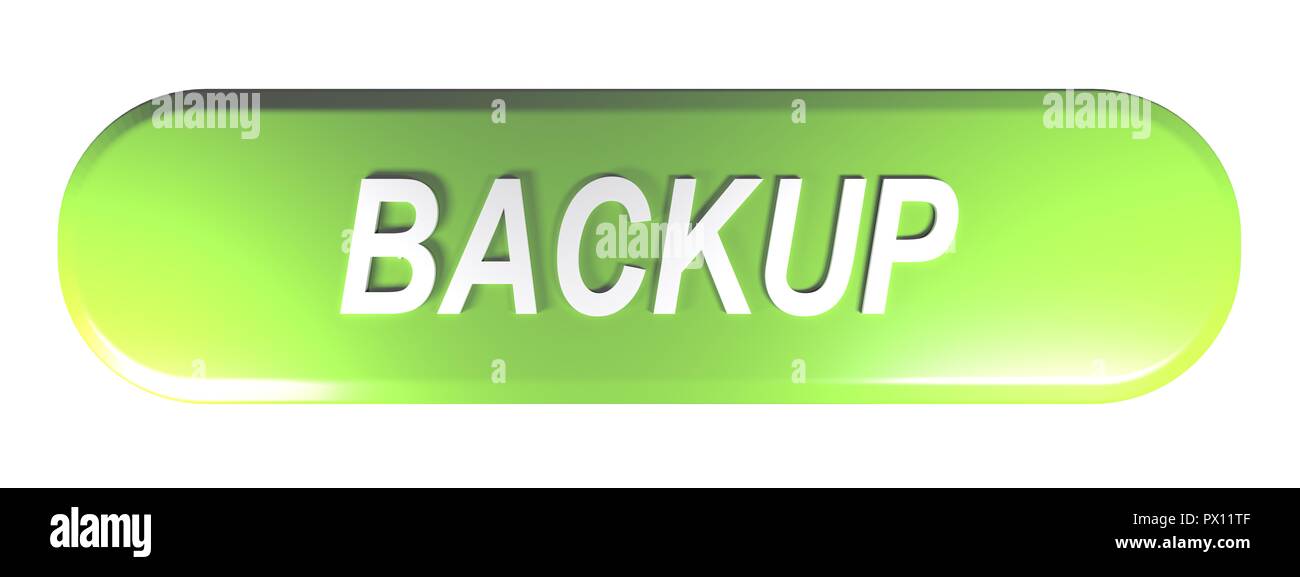 Green rounded rectangle push button BACKUP - 3D rendering Stock Photo ...