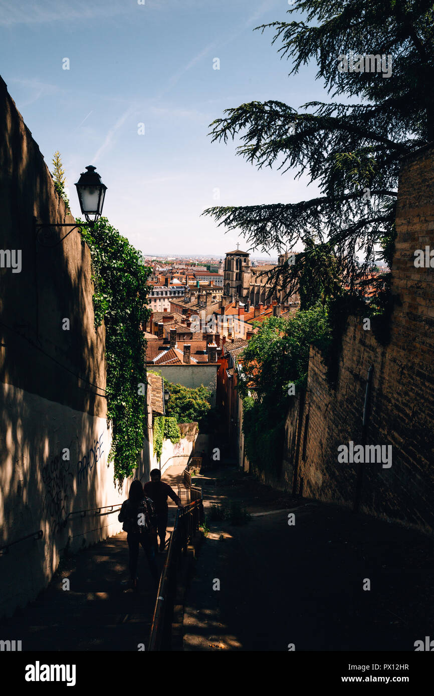 Bird's-eye panoramic view above Lyon, France, 2018 Stock Photo - Alamy