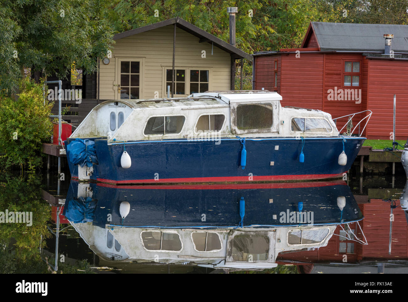 a boat on the river nene at orton mere or lock in peterborough ...