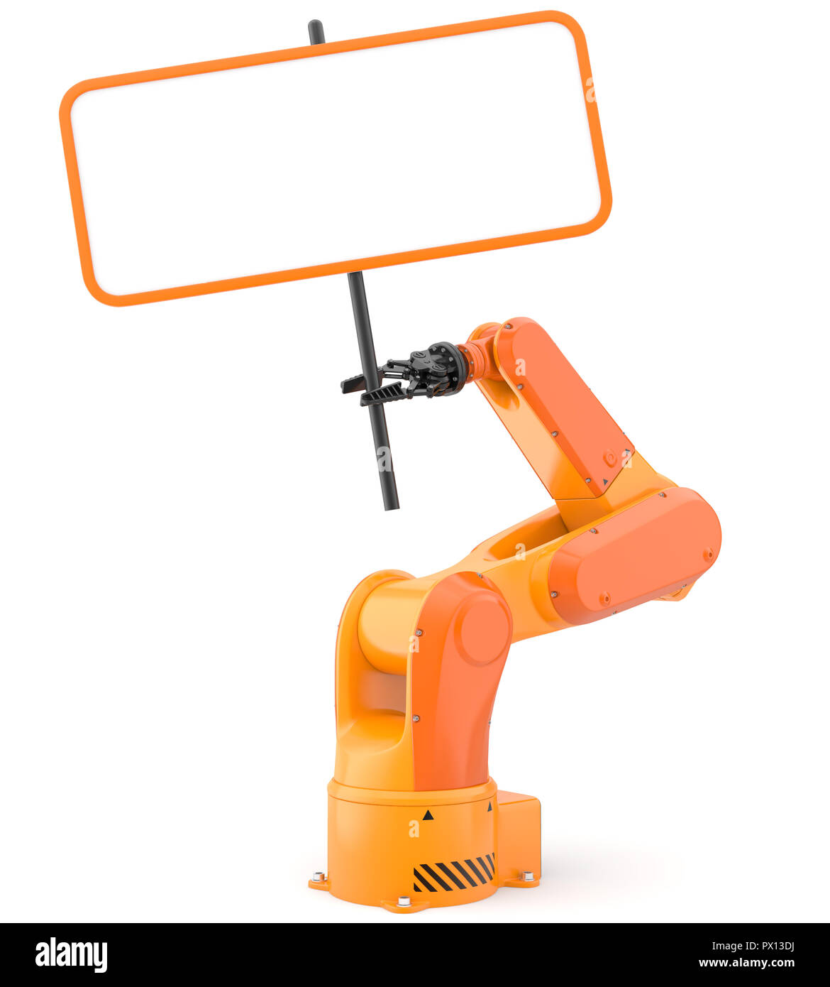 Industrial robot arm with blank sign. 3D illustration Stock Photo - Alamy