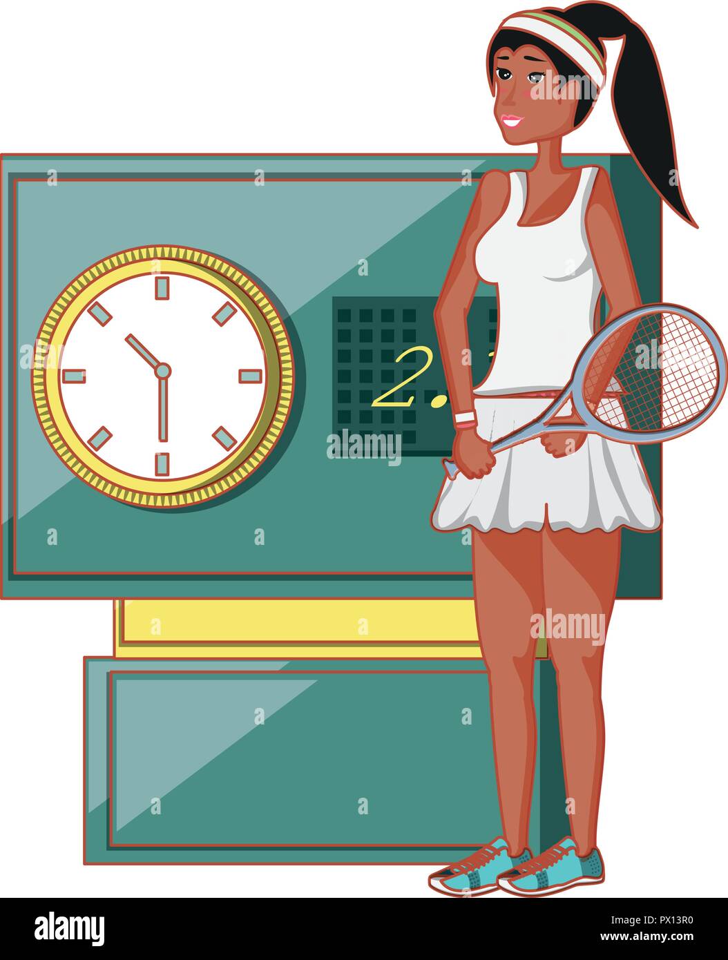 woman playing tennis with scoreboard vector illustration design Stock ...
