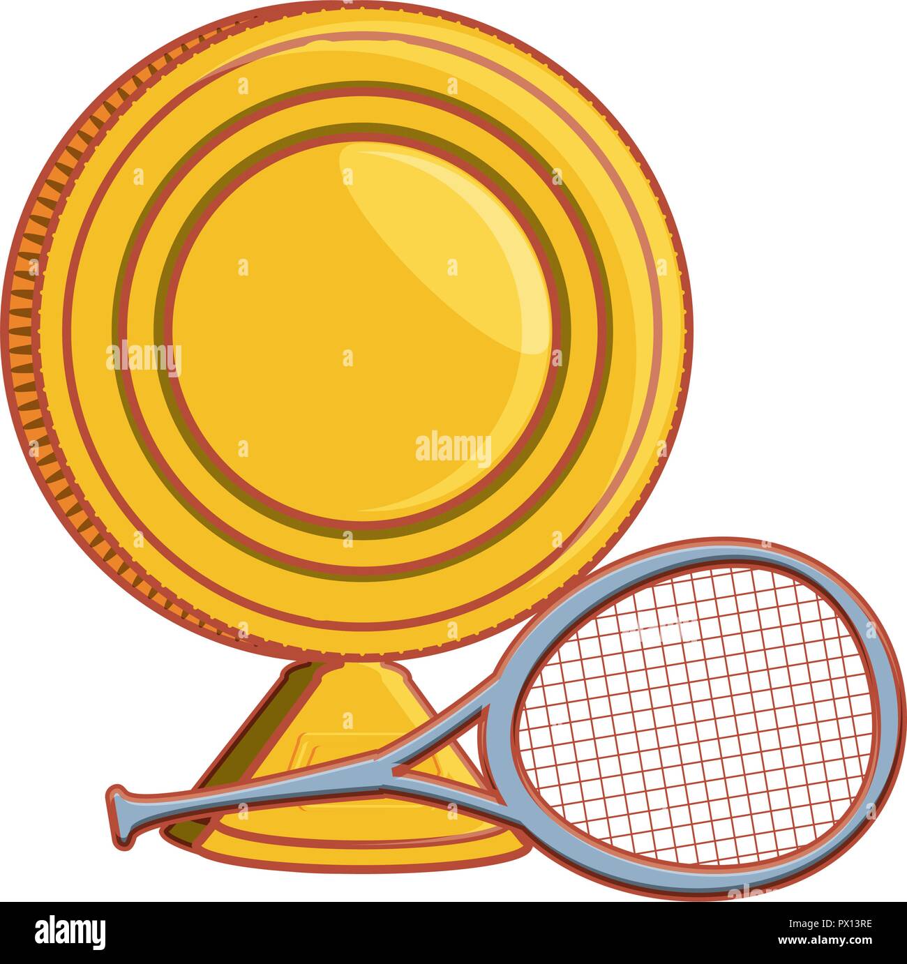 trophy cup with racket tennis vector illustration design Stock Vector ...