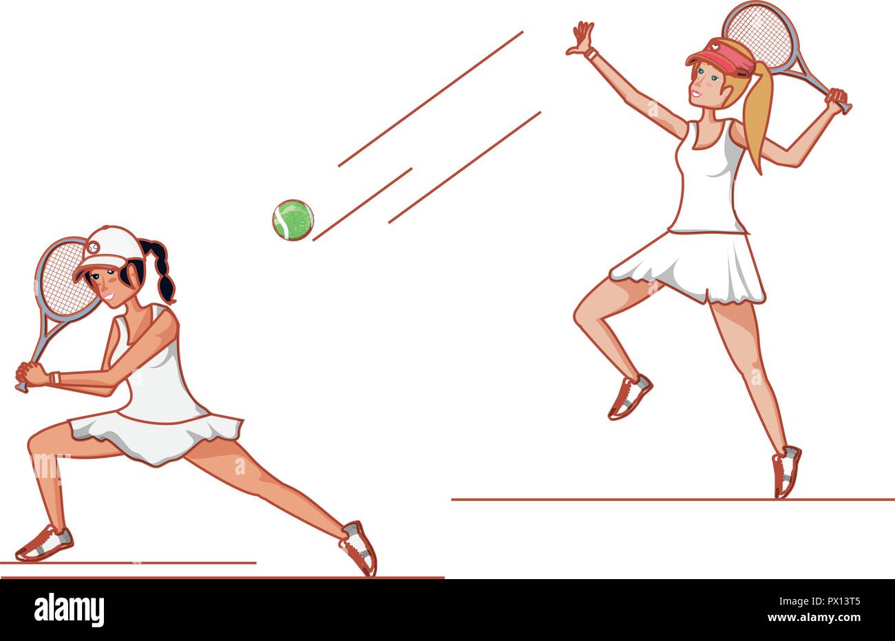women tennis playing avatar character vector illustration design Stock ...