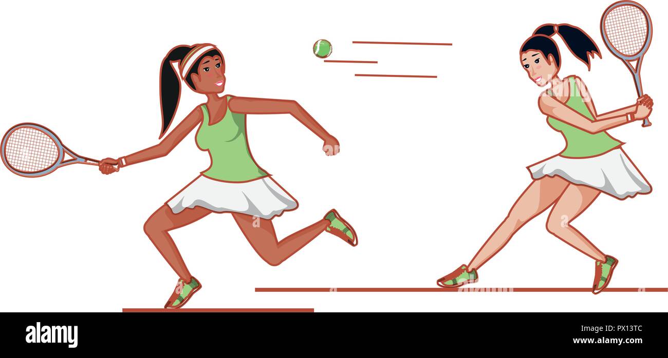women tennis playing avatar character vector illustration design Stock ...