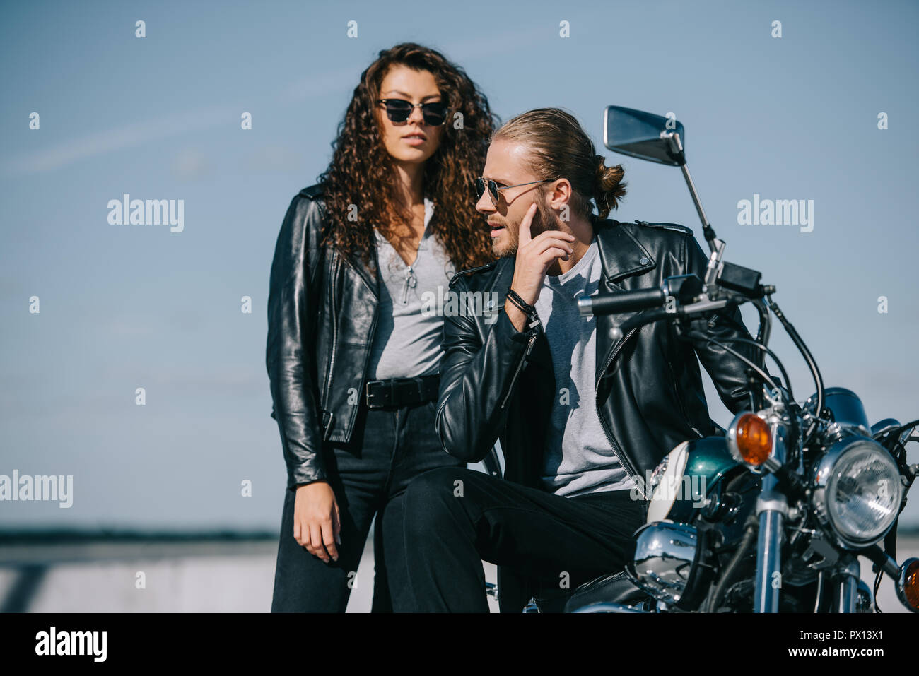 Woman motorbike leather hi-res stock photography and images - Alamy
