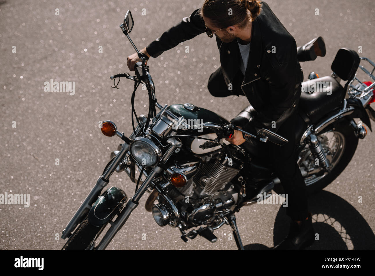 Biker Road Chopper Motorbike Man High Resolution Stock Photography and ...