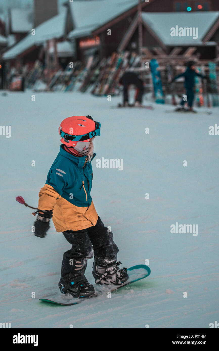Winter skiing holiday in snowy mountains with family and friends ...