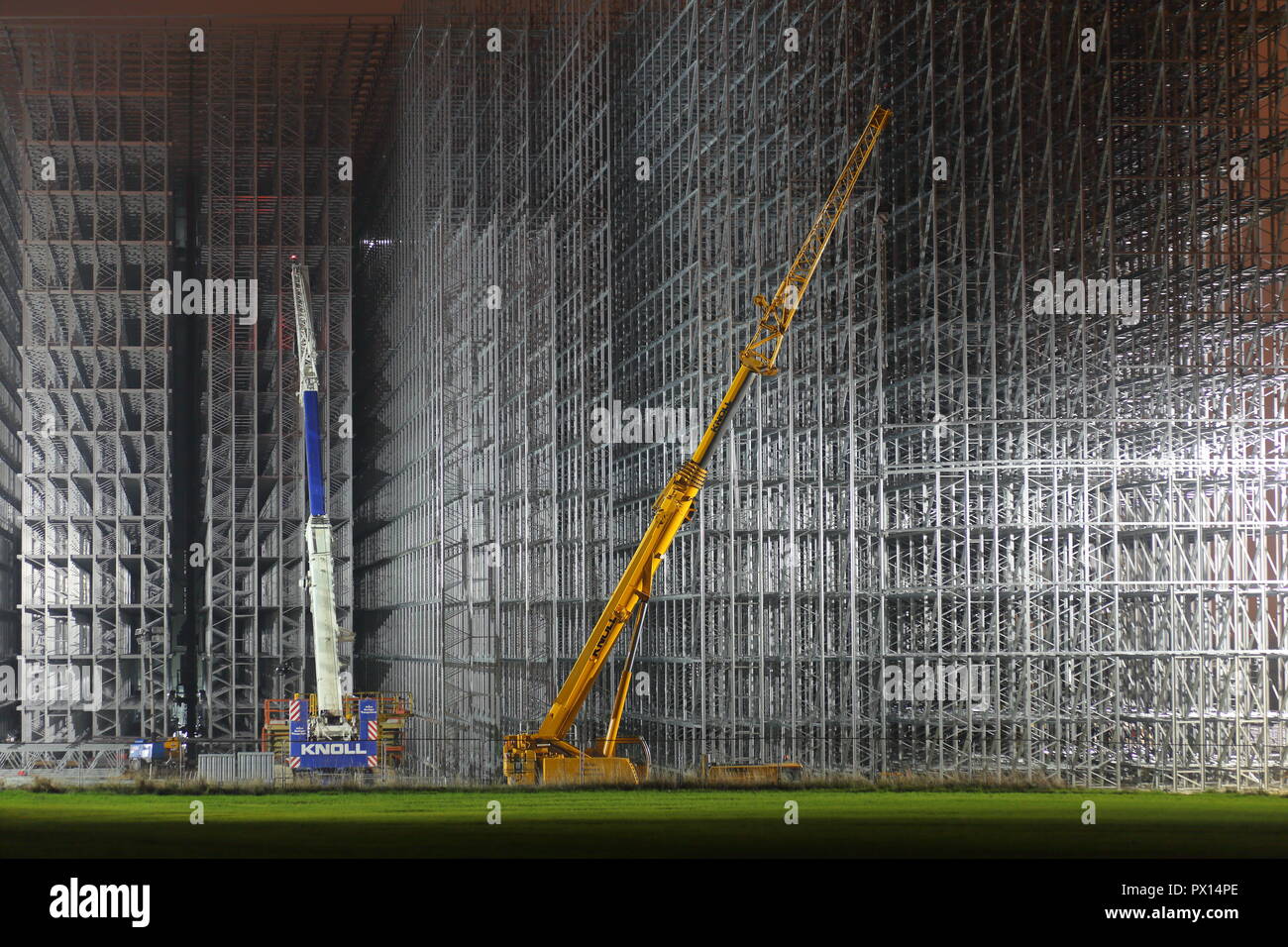 Steel work being erected during the construction of the Newcold ...
