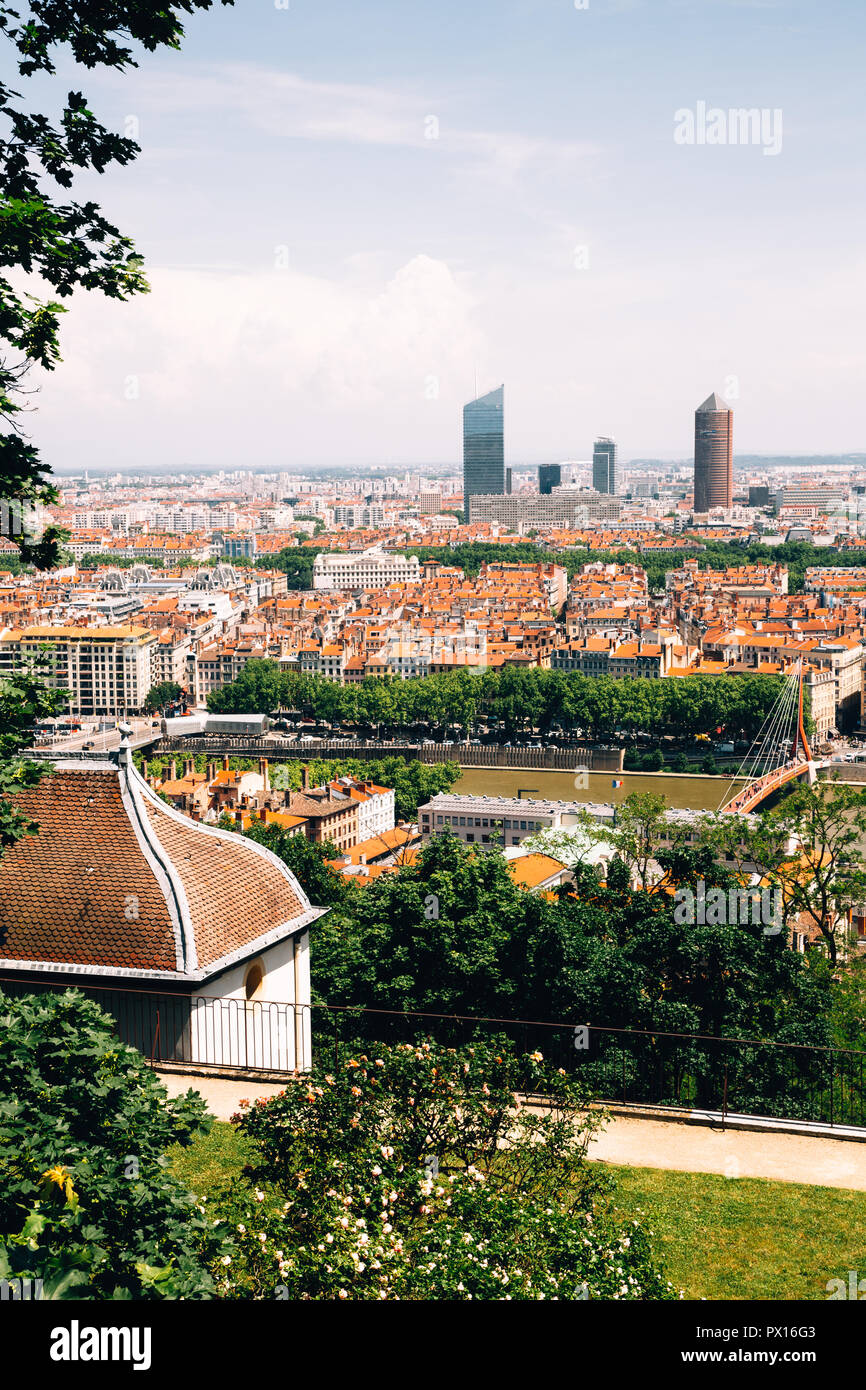Bird's-eye panoramic view above Lyon, France, 2018 Stock Photo - Alamy