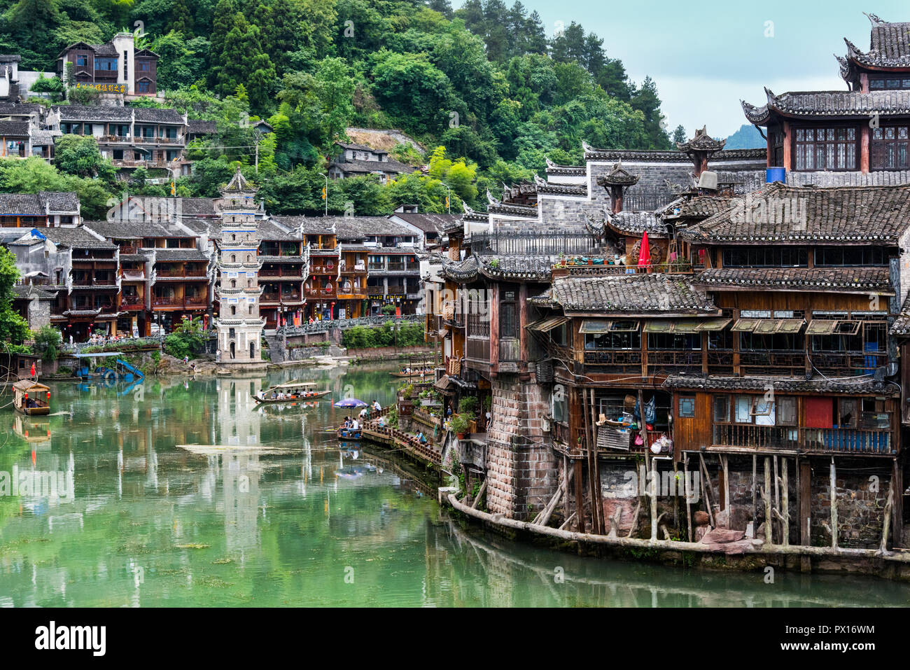FENGHUANG, HUNAN, CHINA - 8JUL2018: Tuojiang River and the Wanming ...