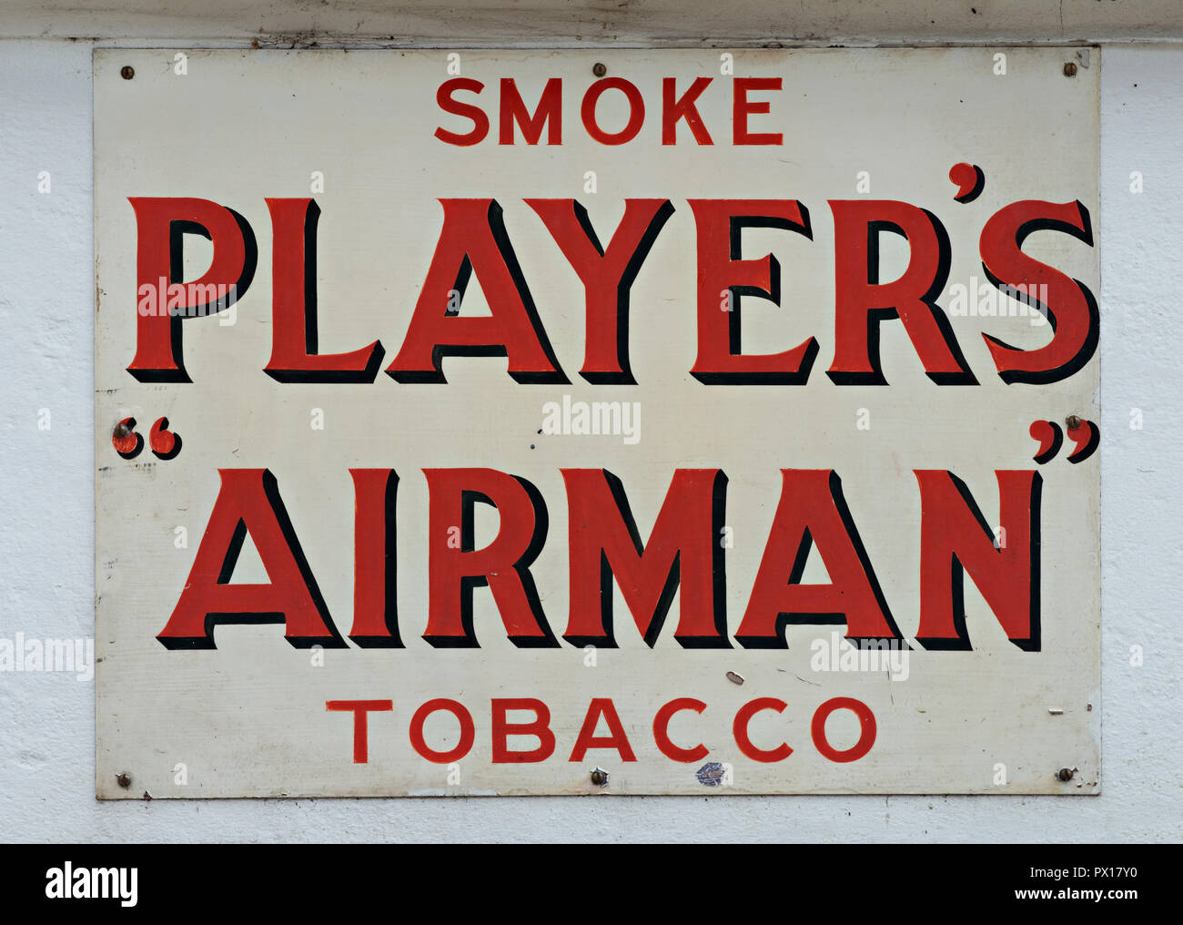 Antique Players Airman metal sign at Crich Tramway Museum in the ...
