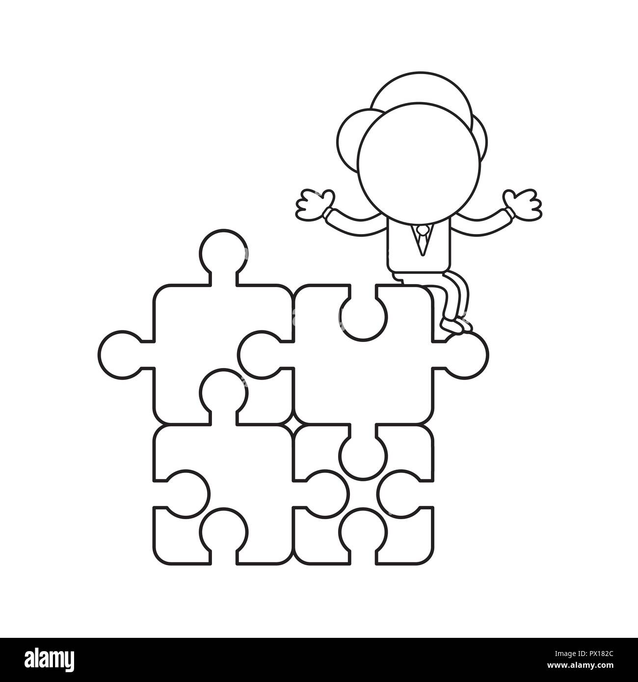 Vector illustration concept of businessman character standing on four ...