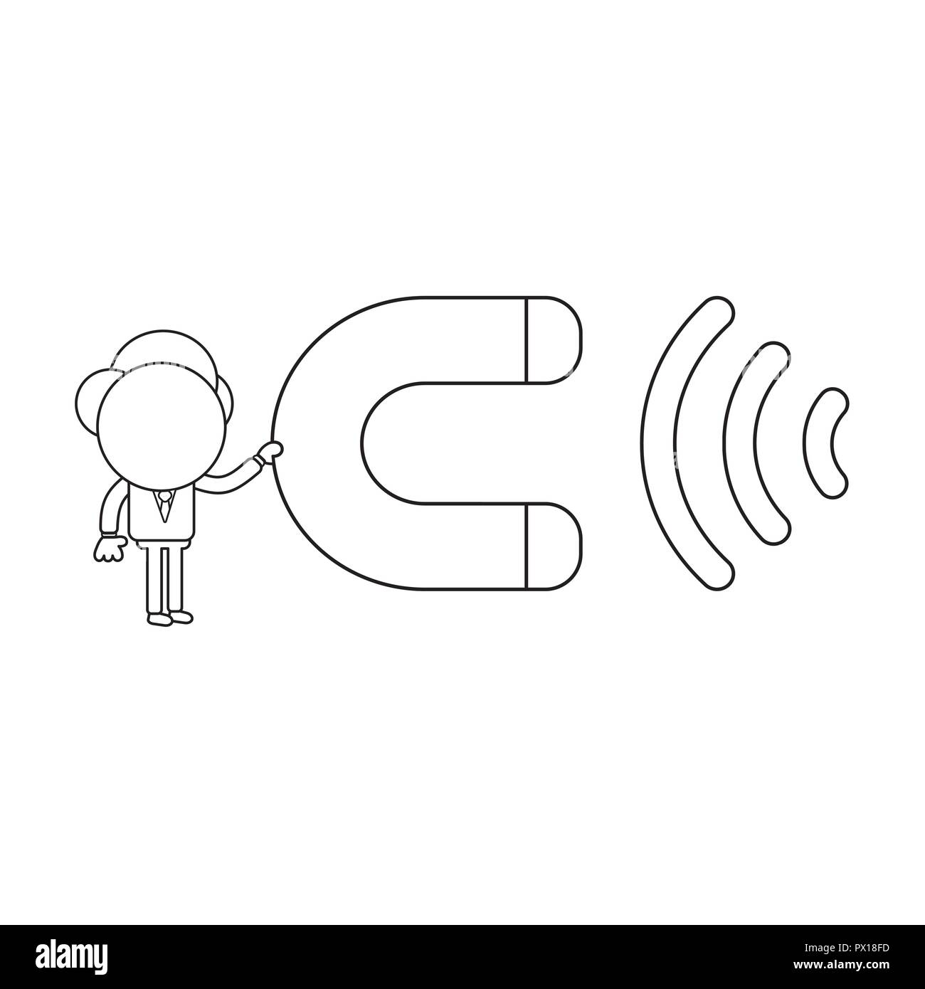 Vector illustration concept of businessman character holding magnet and ...