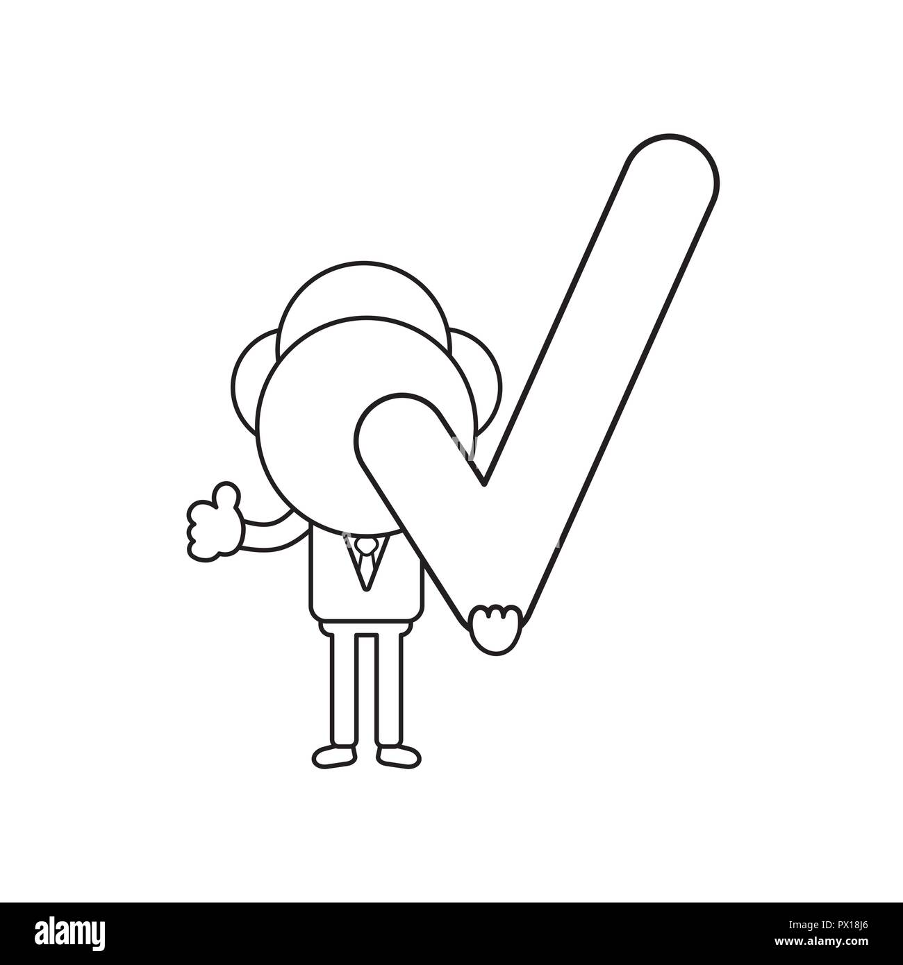 Vector illustration concept of businessman character holding check mark ...