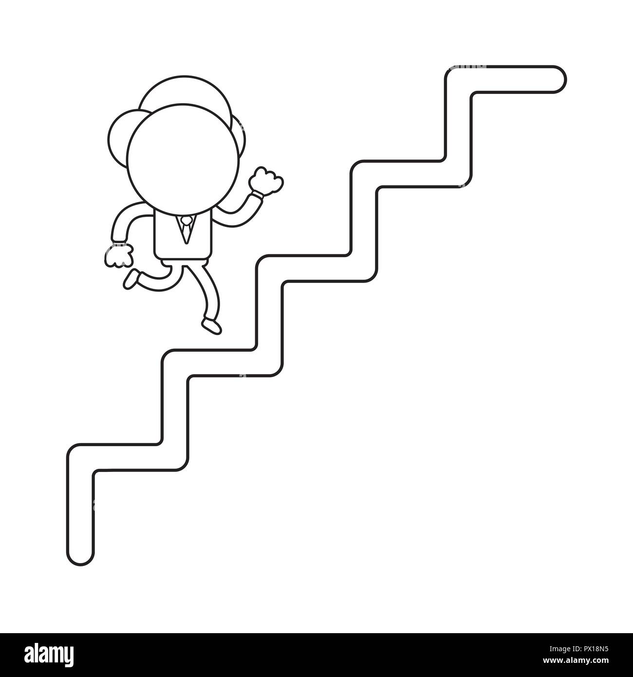 Vector illustration concept of businessman character running on stairs ...