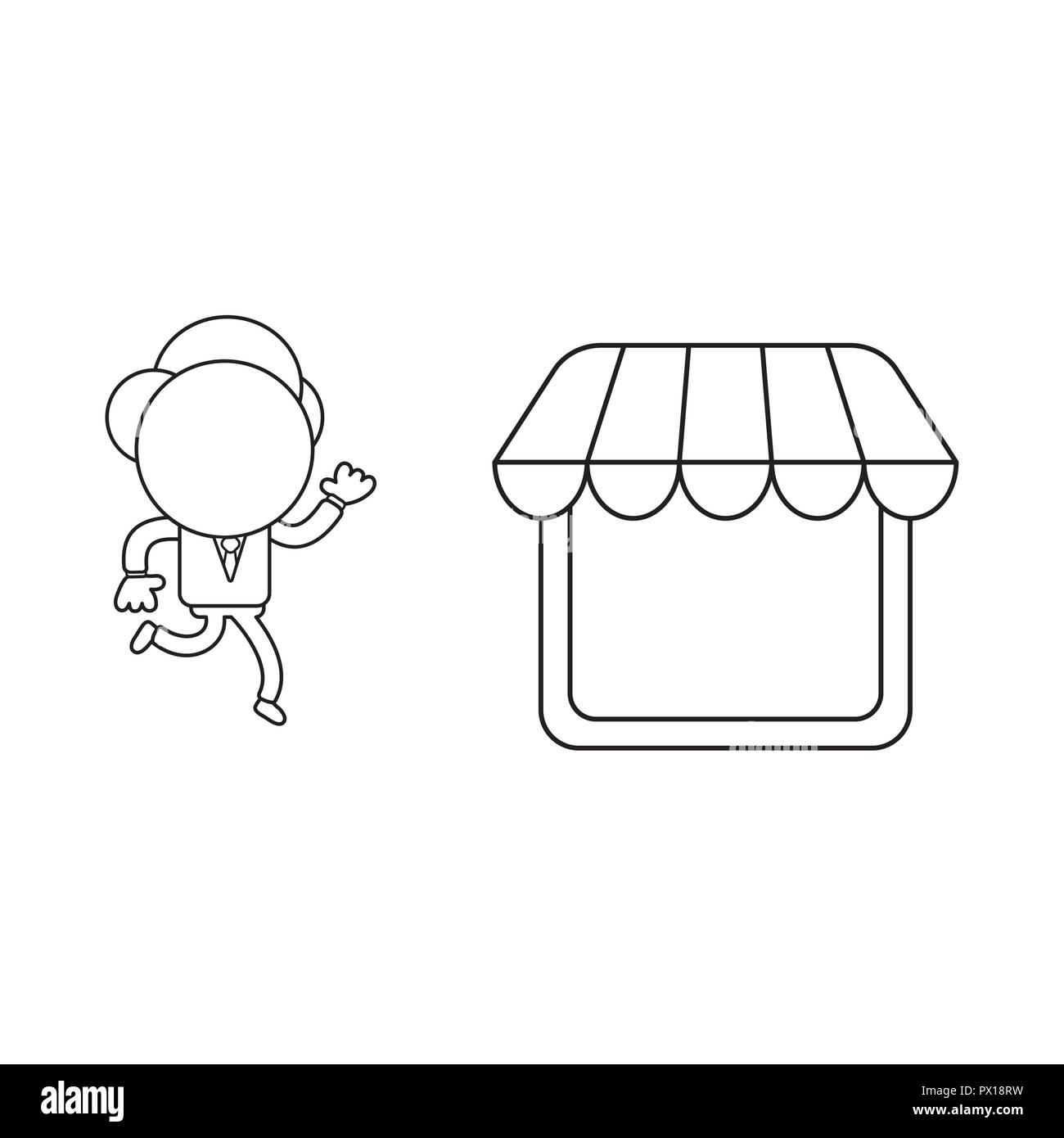 Vector illustration concept of businessman character running to shop ...