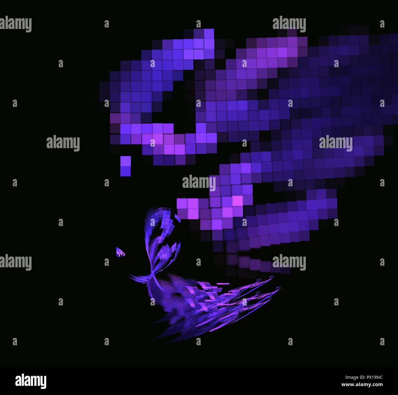 Purple pixel fractal texture. Fantasy fractal texture. Digital art. 3D ...