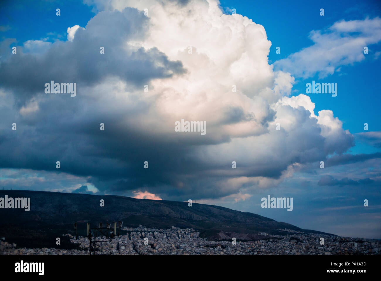Great Clouds above the sky of Athens, Traveling Clouds in the sky of ...