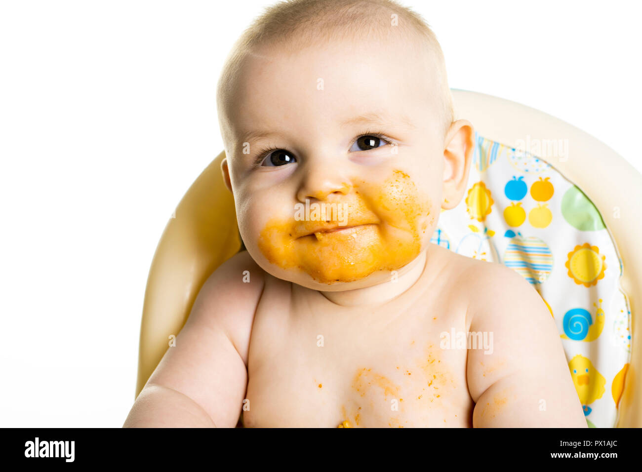 Messy baby boy eating spaghetti hi-res stock photography and images - Alamy