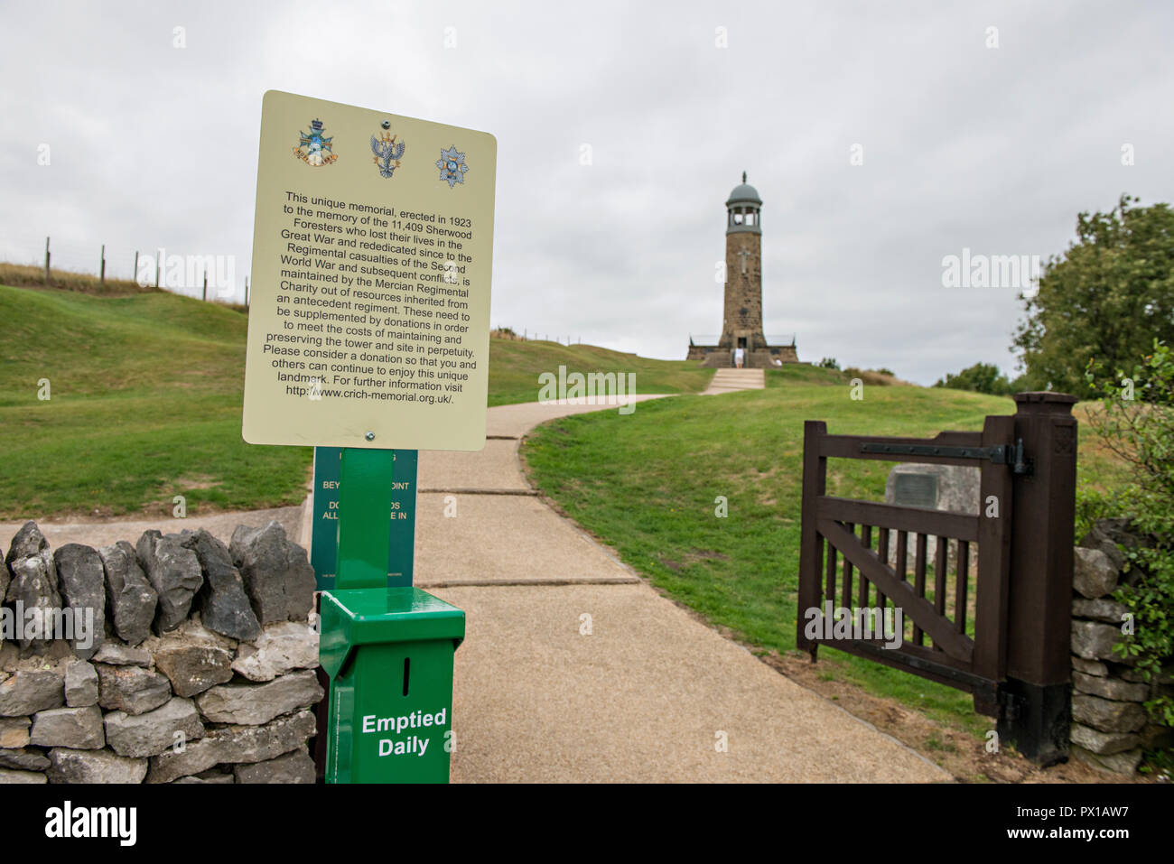 The Crich memorial erected in 1923, to visit at Crich, Derbyshire UK ...