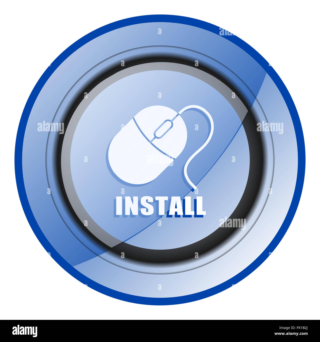 Install blue glossy web icon Stock Photo - Alamy