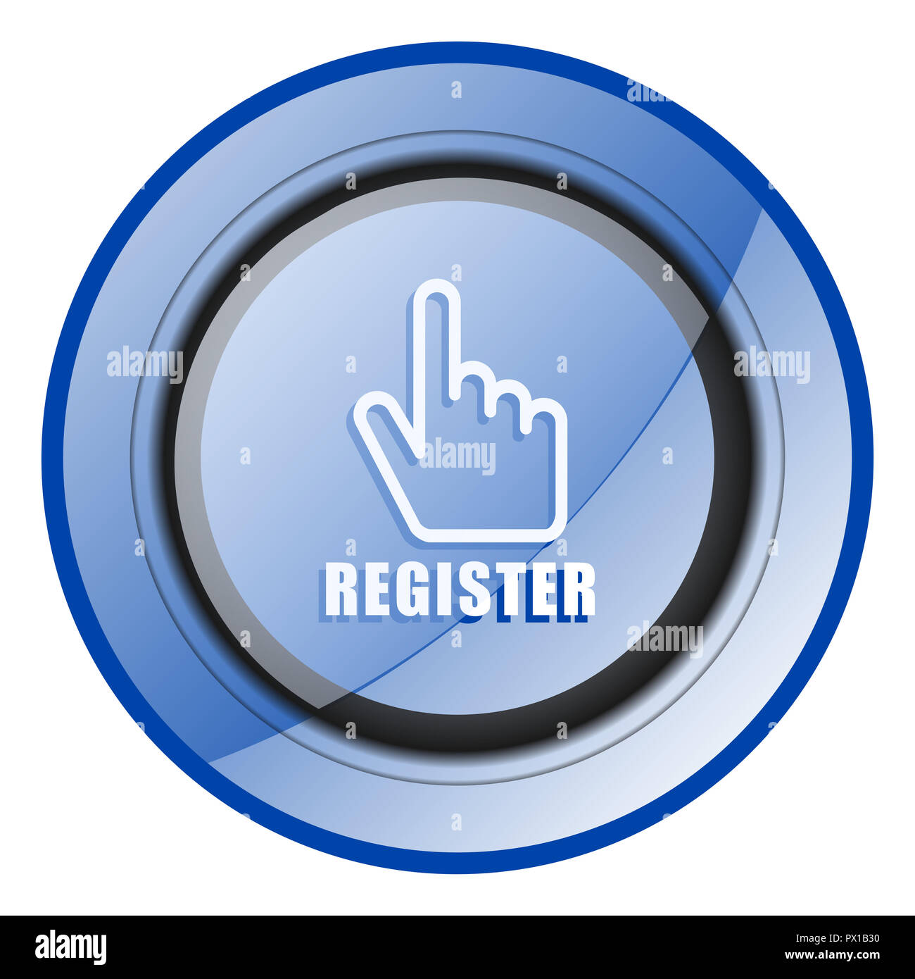 Register blue glossy web icon Stock Photo - Alamy