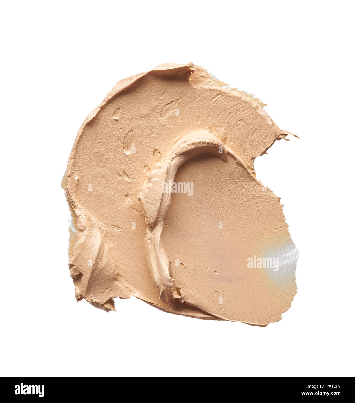 Beige makeup smear of creamy foundation isolated on white background ...