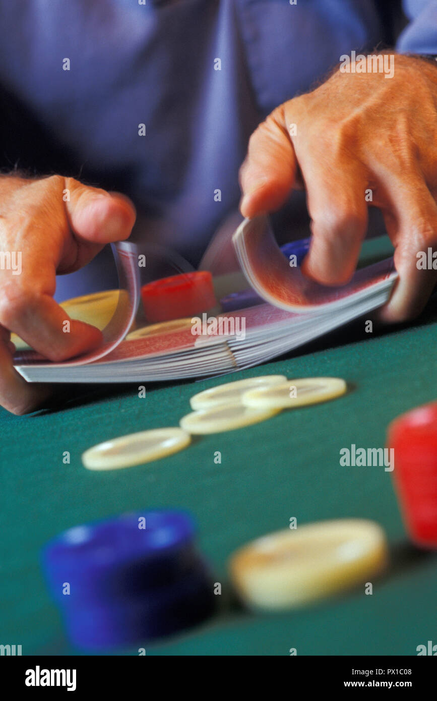 Man Shuffling Cards Dealing at Poker Game, USA Stock Photo - Alamy