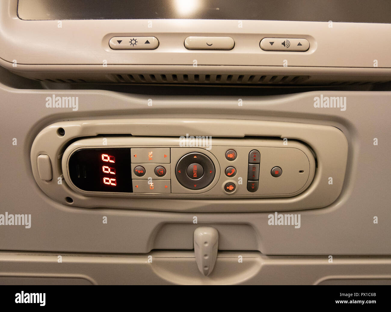 panel with modern remote controller gadget to control airplane airbus ...