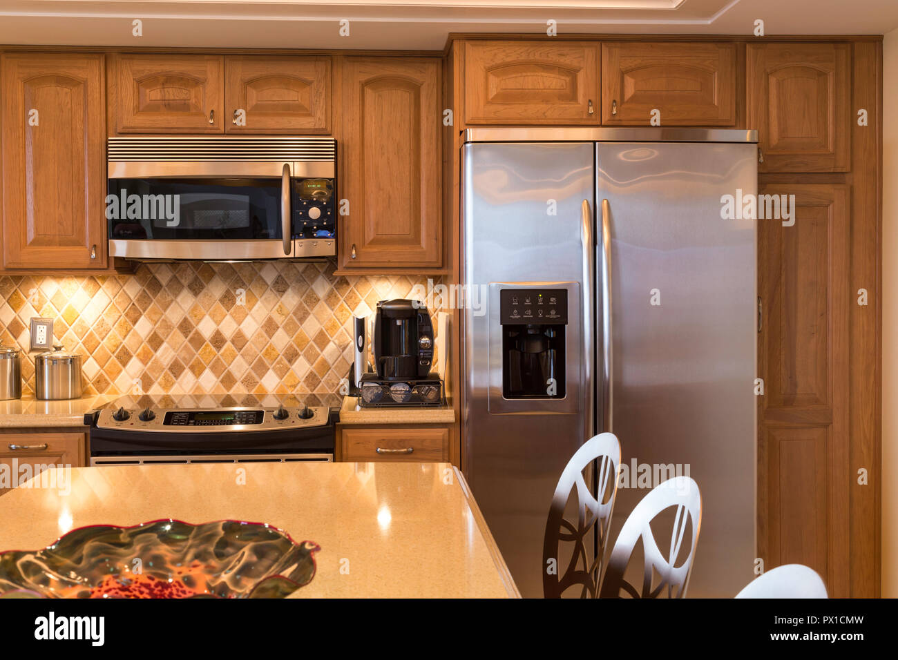 Spacious modern kitchen in upscale suburban home, Florida, USA Stock ...