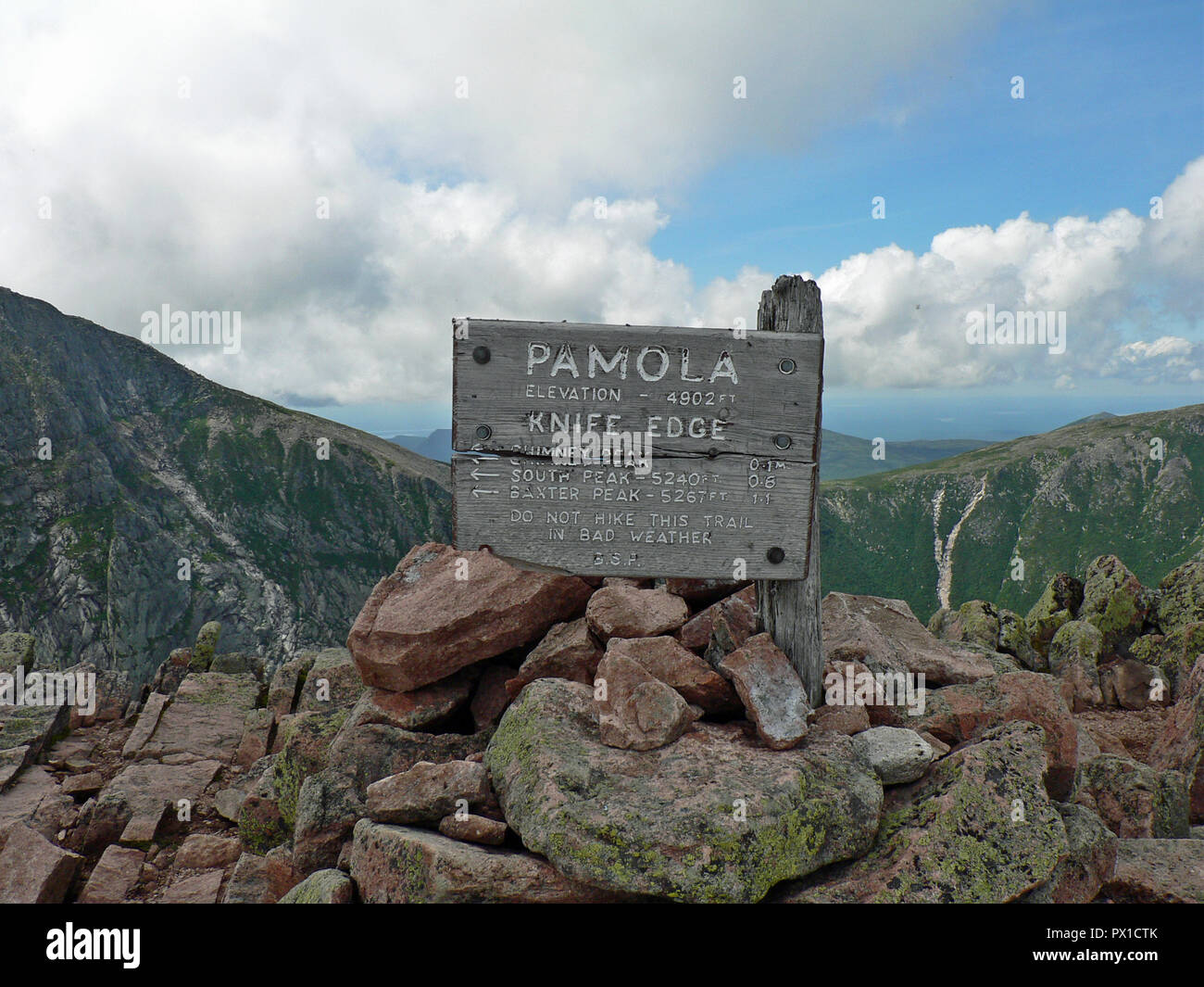 Pamola Peak Sign, Baxter State Park, Maine Stock Photo - Alamy
