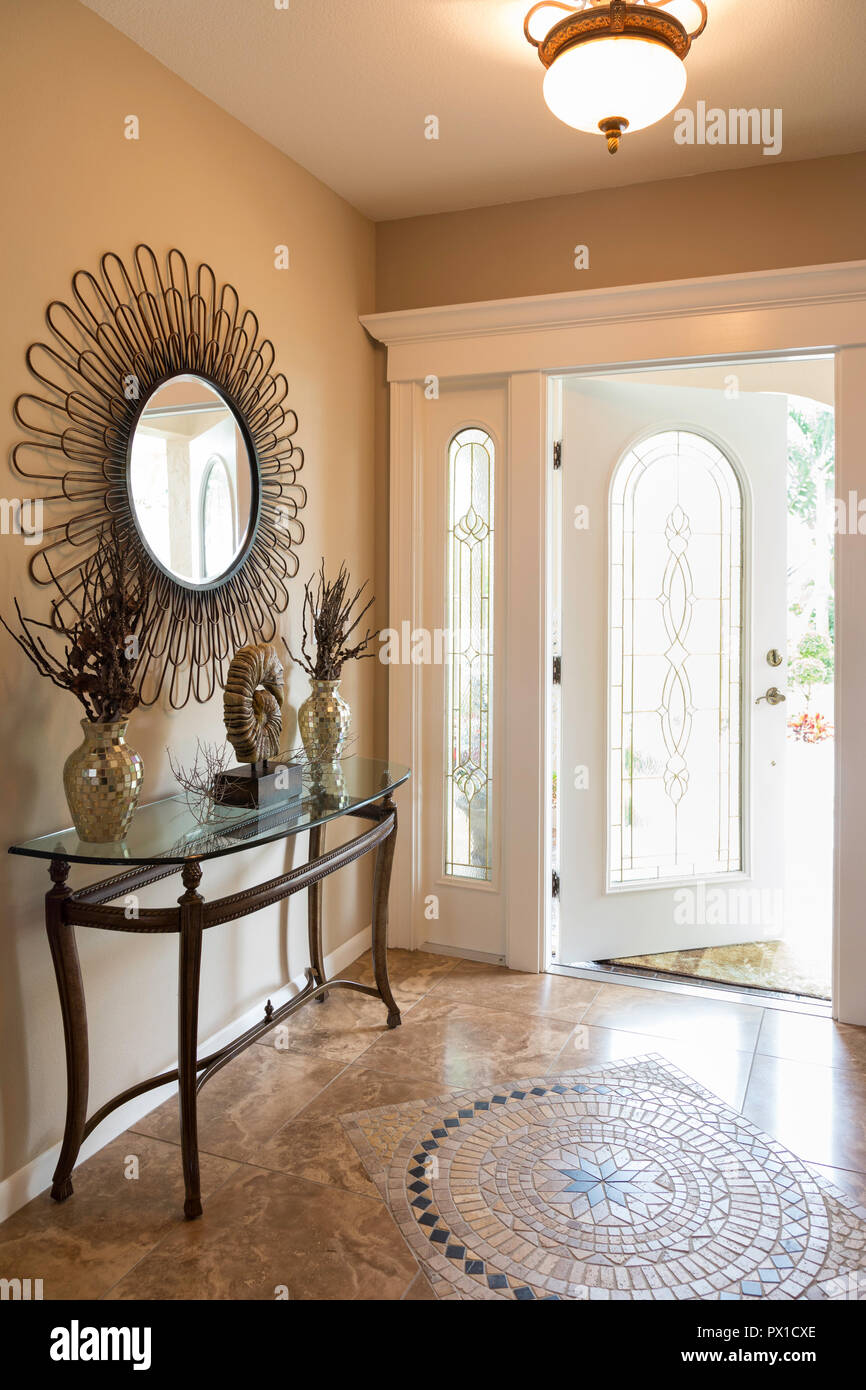 Luxury entryway in upscale suburban home, USA Stock Photo - Alamy