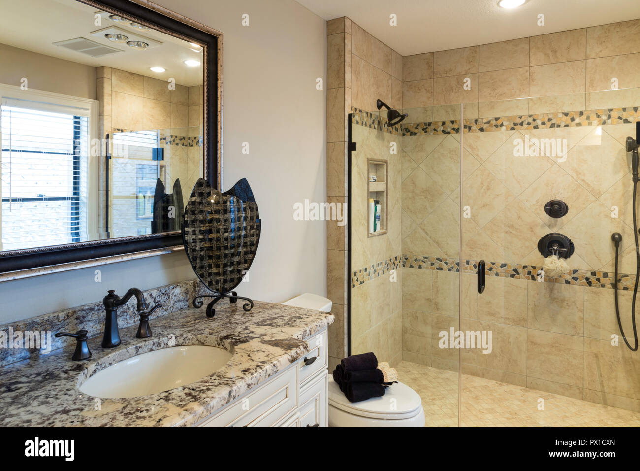 Luxury bathroom in upscale suburban home, USA Stock Photo - Alamy