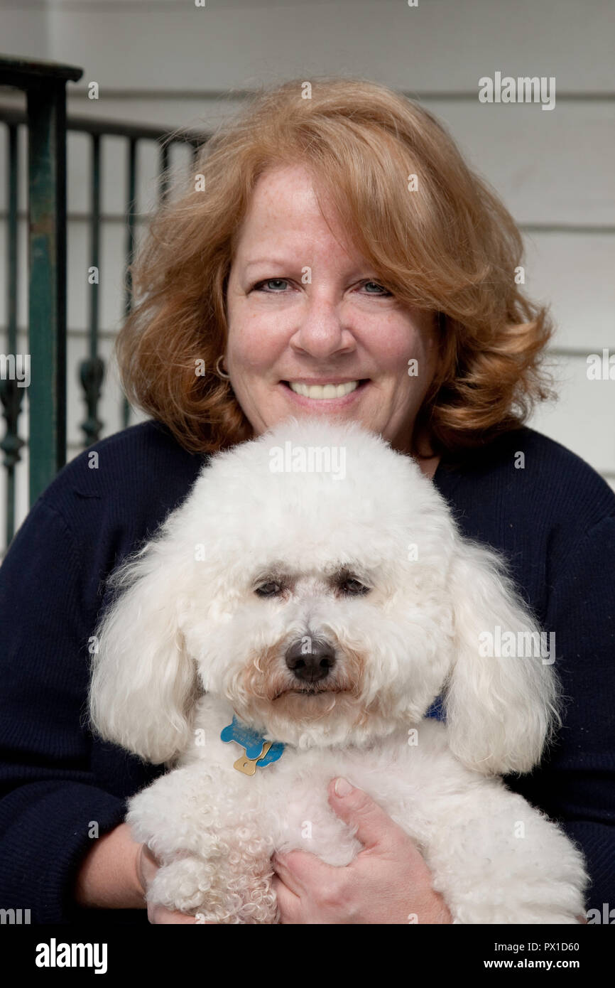 Middle Aged Woman and her Pet Dog, USA Stock Photo - Alamy