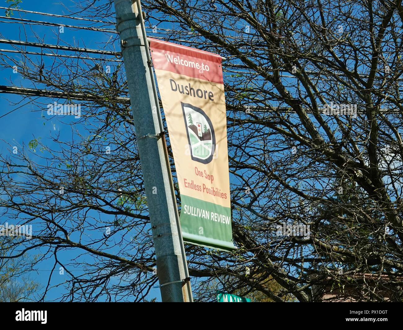 Welcome to Dushore sign, "One Stop, Endless Possibilities," in Sullivan ...