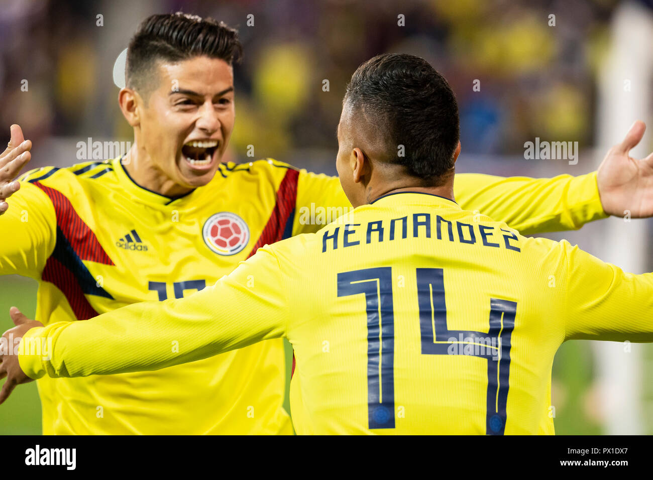 Harrison, NJ - October 16, 2018: Juan Camilo Hernandez (14) of Colombia ...