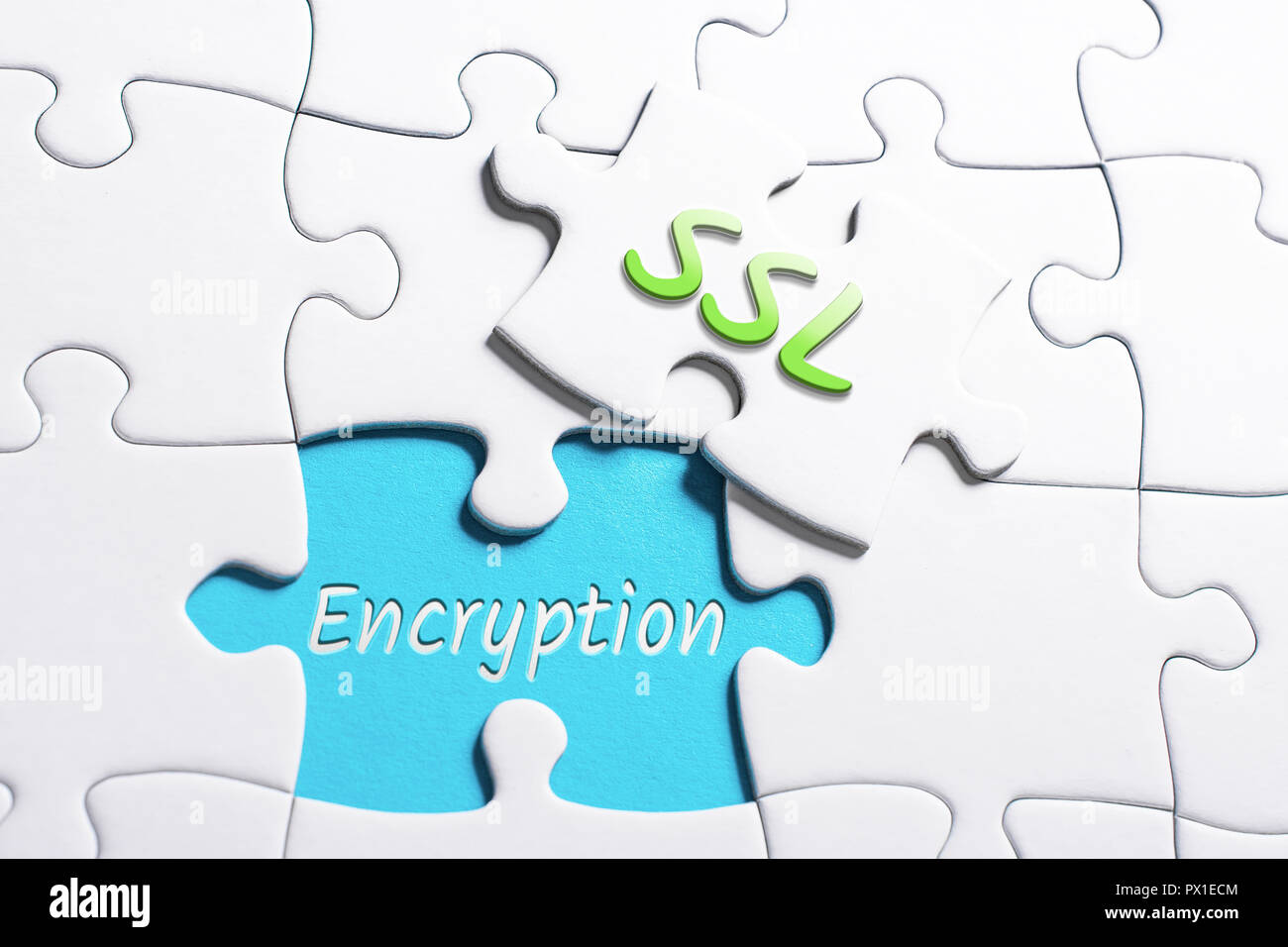 The Words SSL And Encryption In Missing Piece Jigsaw Puzzle Stock Photo ...