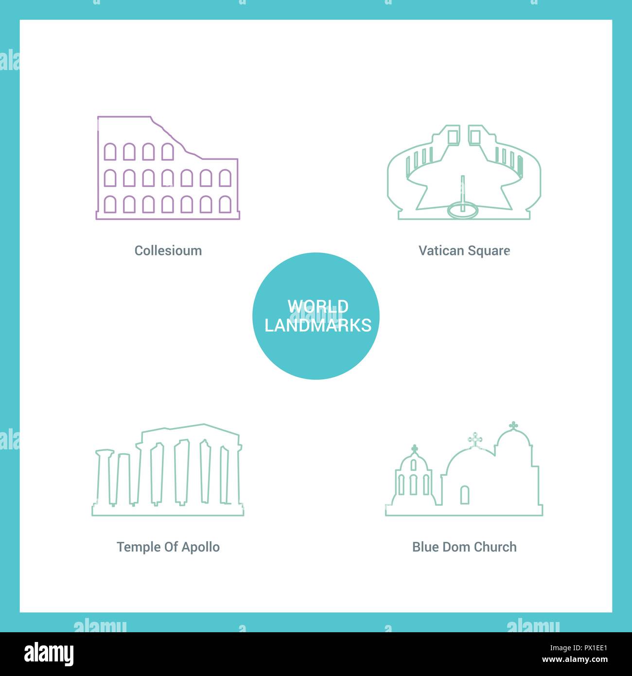 World Famous landmarks and monuments design with white background ...
