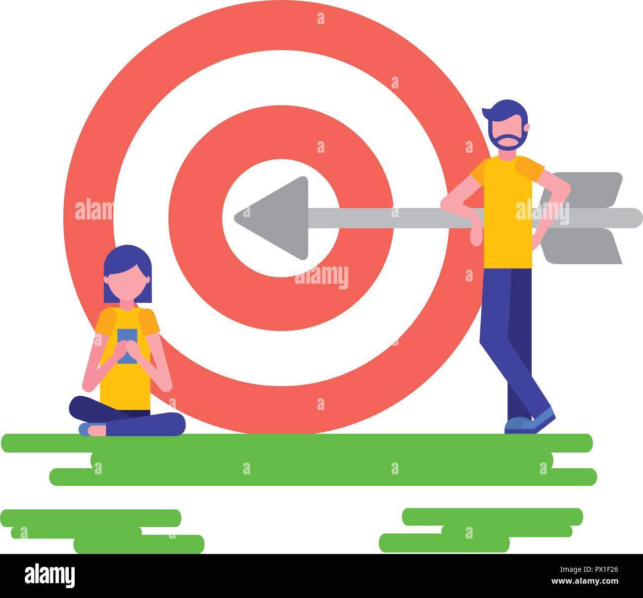 outdoor target people sitting using telephone vector illustration Stock ...