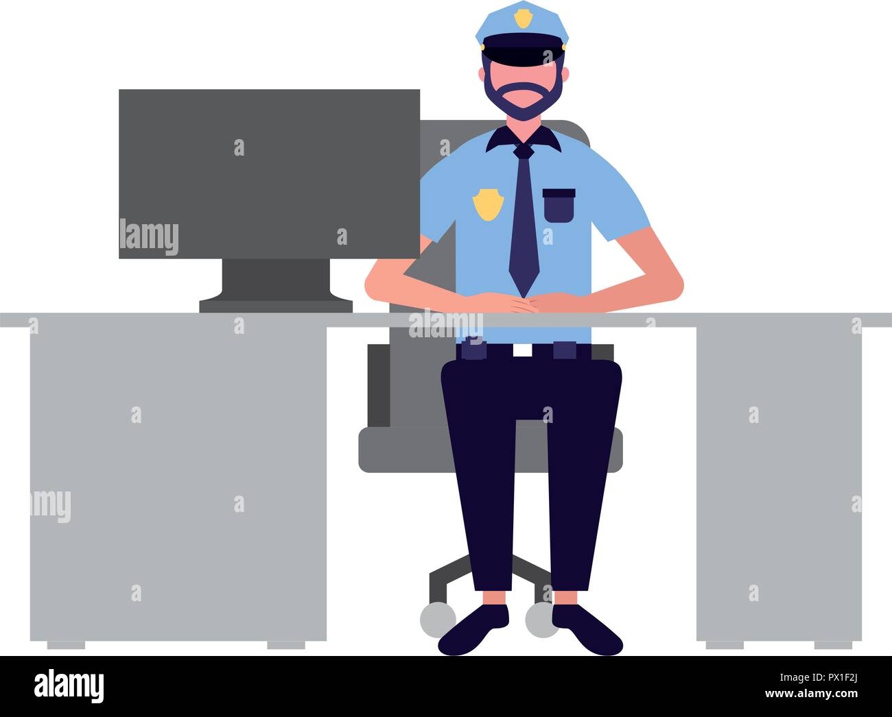 working office police man security vector illustration Stock Vector ...