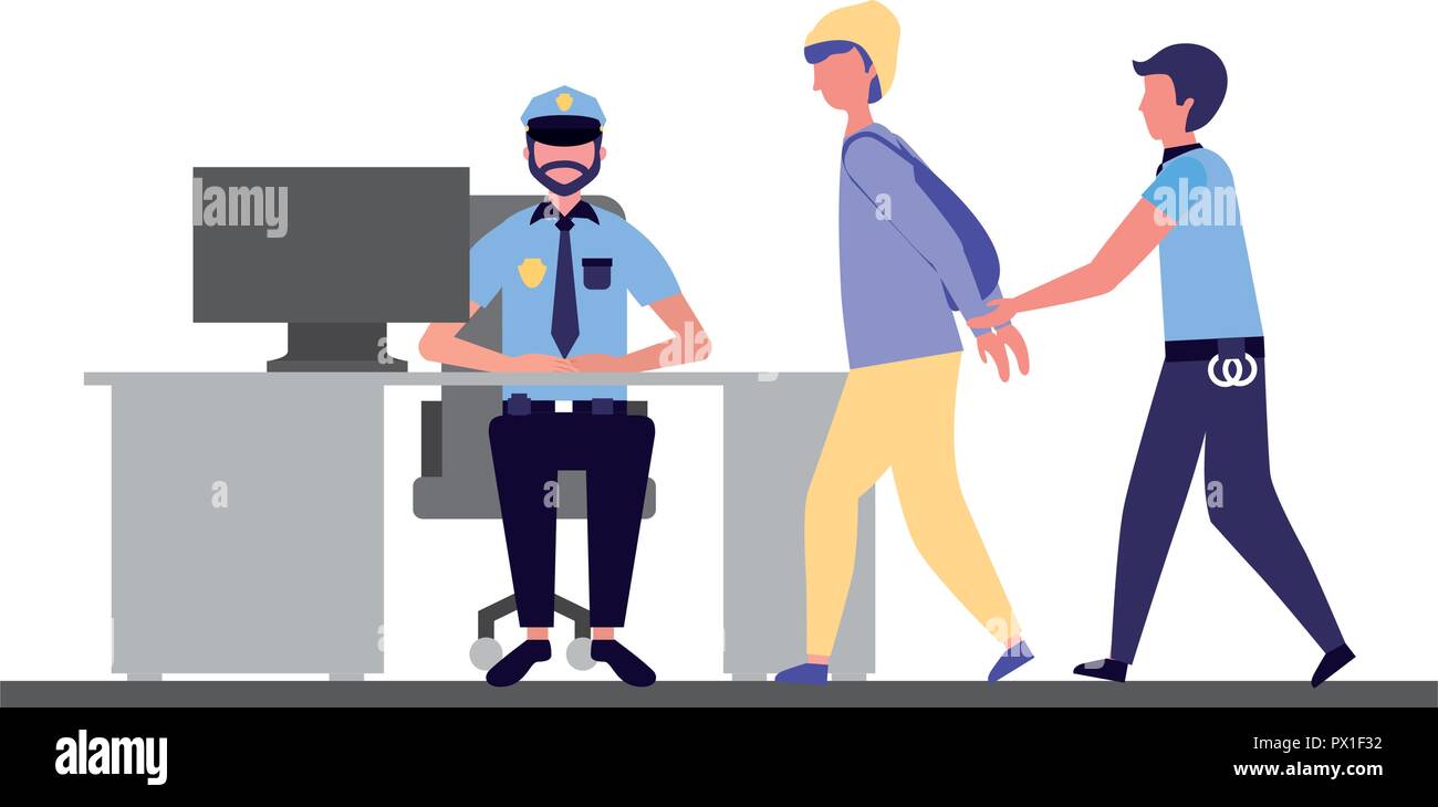 office jail people justice police man vector illustration Stock Vector ...