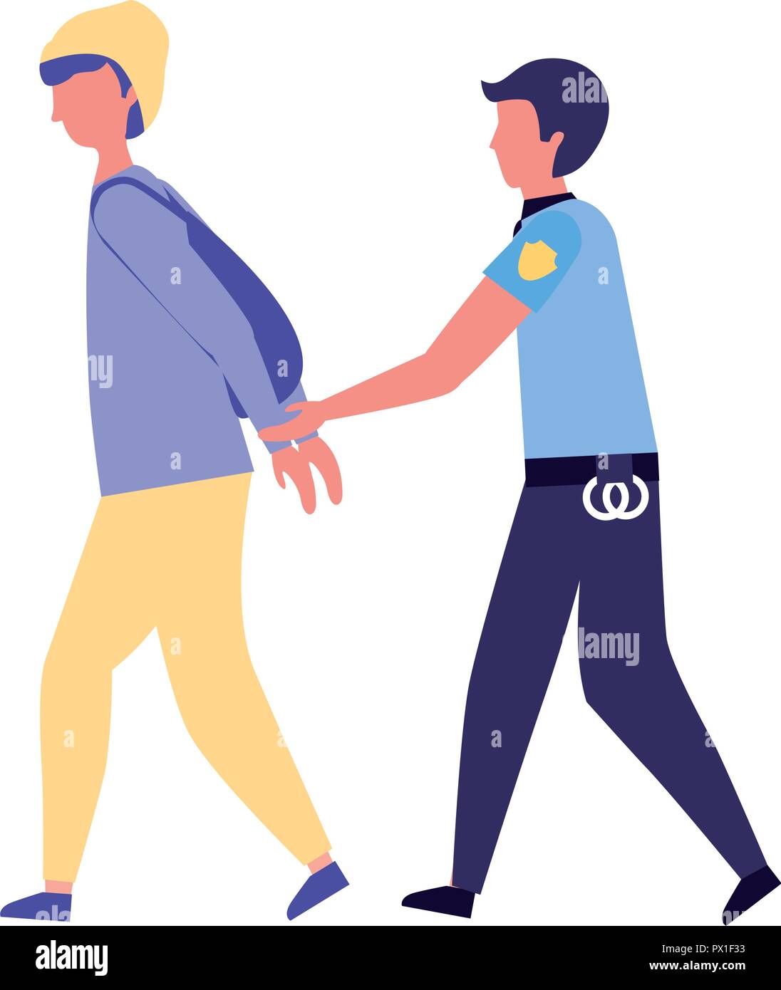 police man arresting boy justice jail vector illustration Stock Vector ...