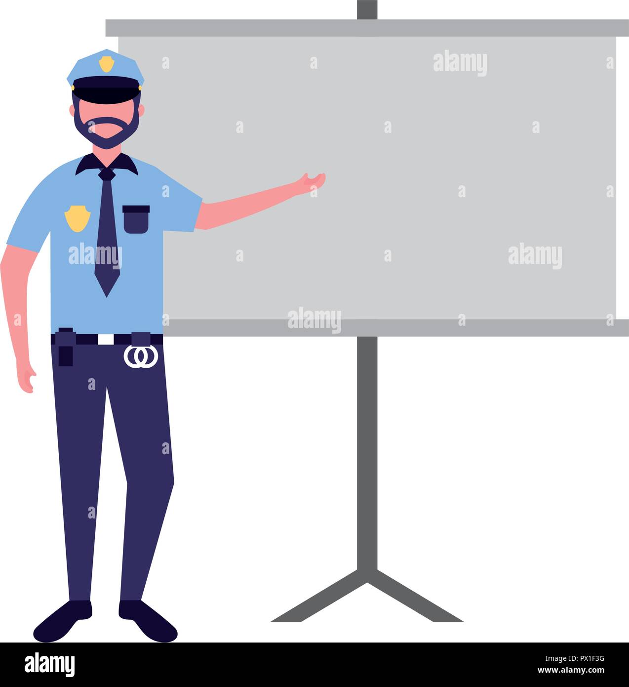 office police man board pointed presentation vector illustration Stock ...