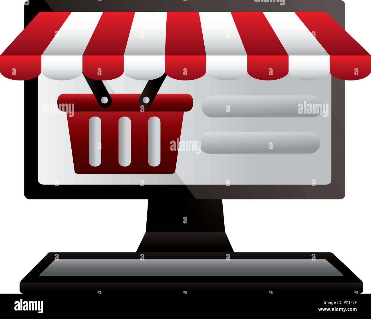 shopping online computer basket website vector illustration Stock ...