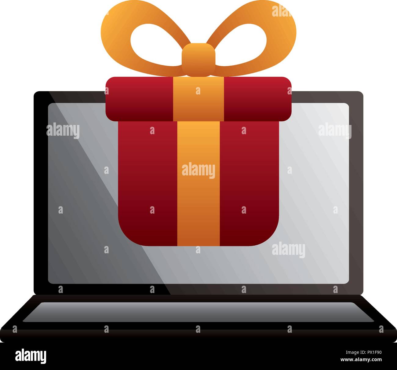 laptop gift box shopping online vector illustration Stock Vector Image ...