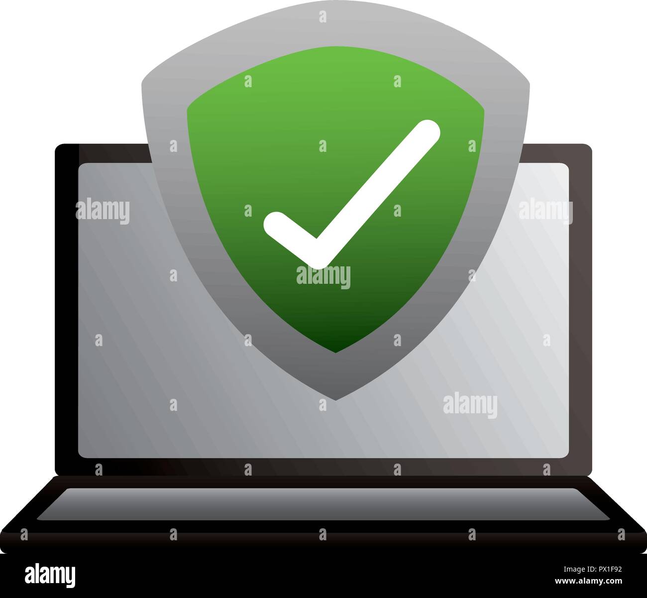 laptop shield protection check mark vector illustration Stock Vector ...