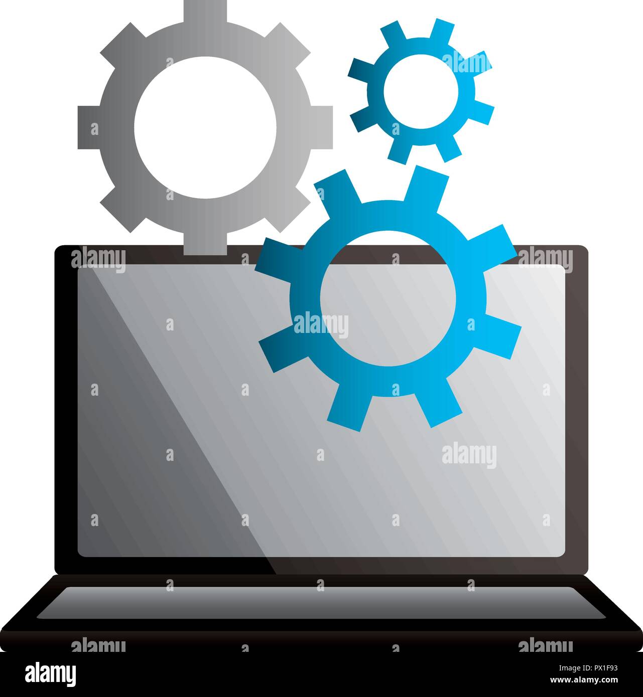laptop gear technology digital network vector illustration Stock Vector ...