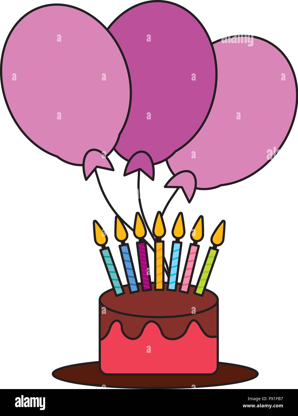 Clip Art Birthday Cake And Balloons Birthday Cake Drawing, Line